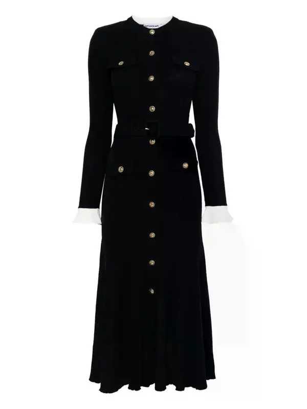 SELF-PORTRAIT Button-detailed Ribbed-knit Maxi Dress