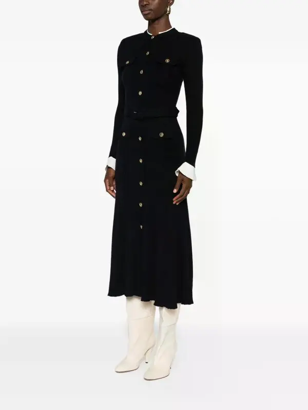 SELF-PORTRAIT Button-detailed Ribbed-knit Maxi Dress