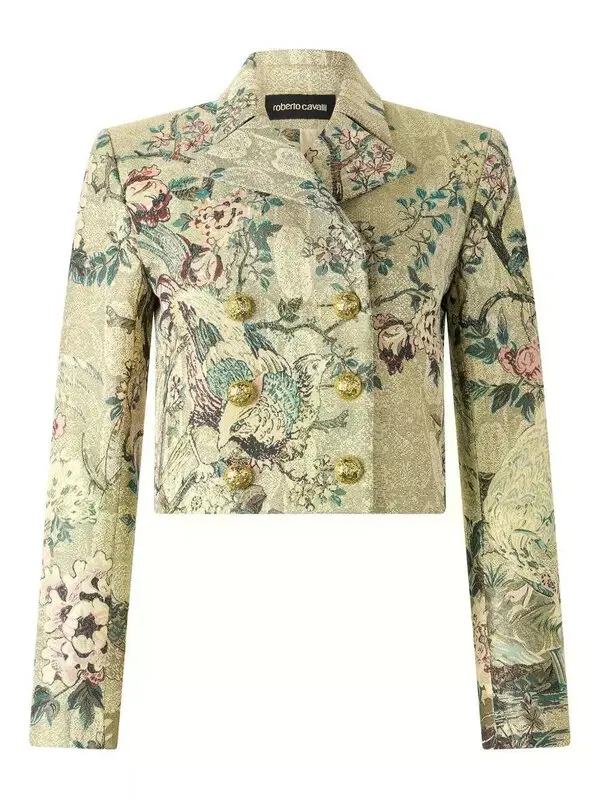 Roberto Cavalli Pheasant Floral Double-breasted Jacket - Neutrals