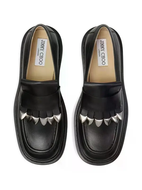 JIMMY CHOO Tassel-embellished Leather Loafers