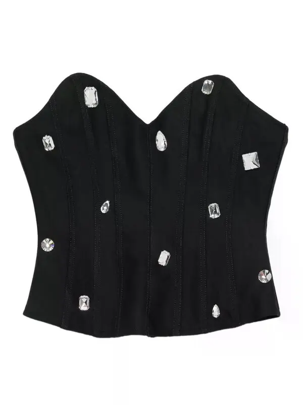 David Koma Crystal-embellished Corset Top - Black