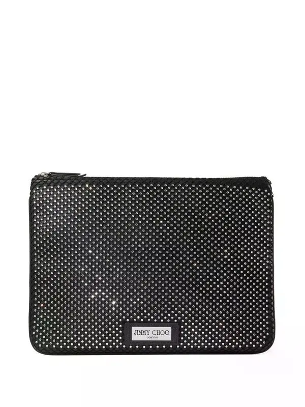 JIMMY CHOO Diamond Crystal-embellished Zip Pouch - Black