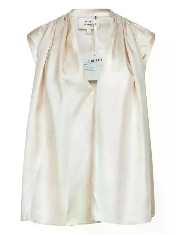 Loulou De Saison Sade Draped Silk Top - Neutrals