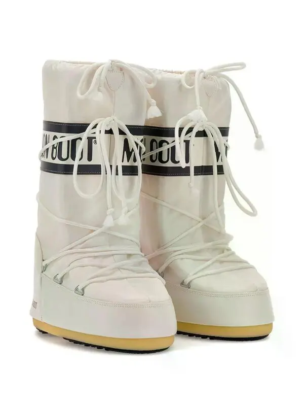 Moon Boot Icon Logo Print Water-repellent Lace-up Boots - White