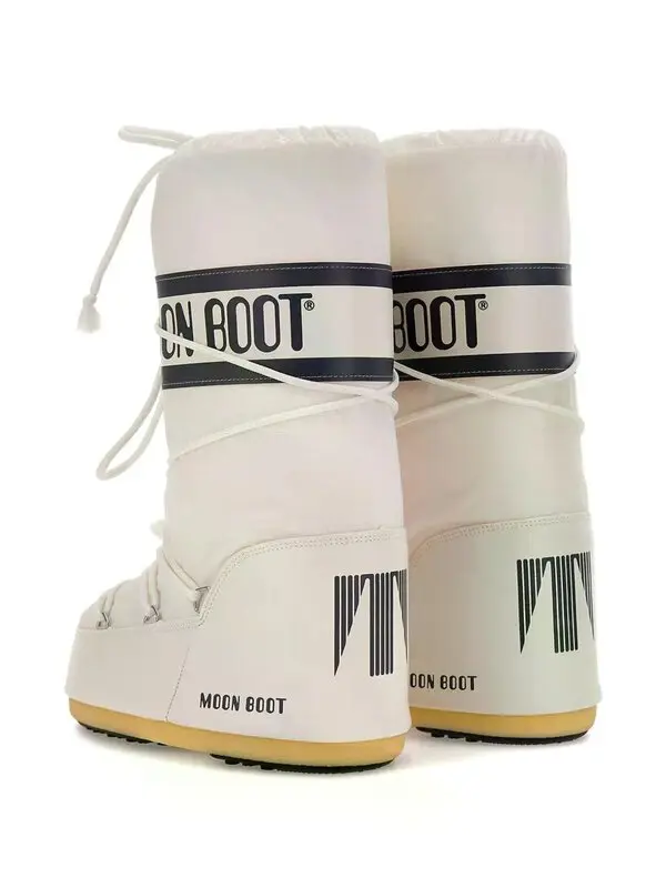Moon Boot Icon Logo Print Water-repellent Lace-up Boots - White