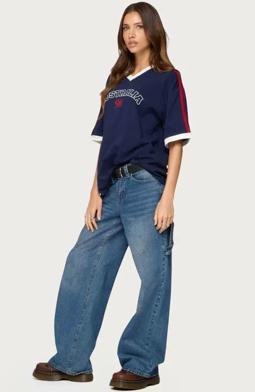 EDIKTED Australia 96 Oversized T-shirt - Navy