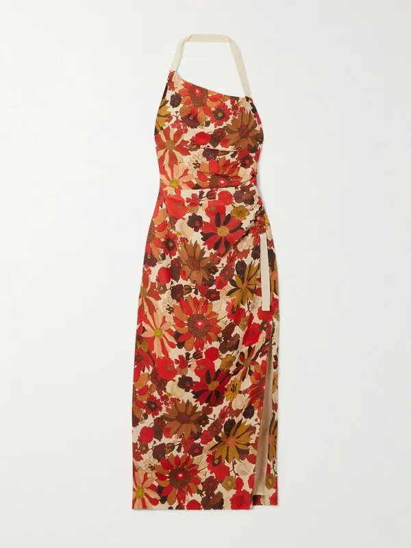 SIR. Castella Floral-print Linen Halterneck Midi Dress - Multi