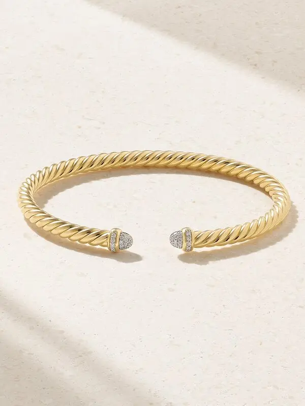 David Yurman Cablespira® Flex 18-karat And Diamond Cuff - Gold