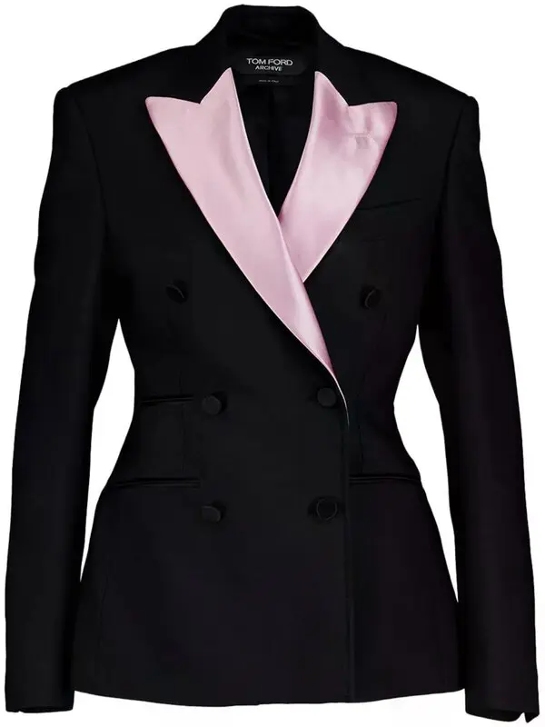 TOM FORD Double-breasted Wool-silk Blend Blazer