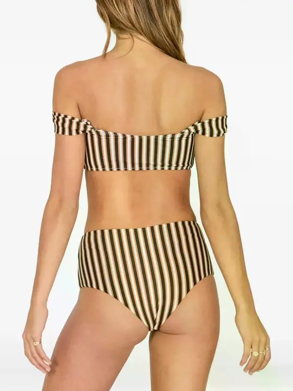 AMUSE Striped Lace-up Bandeau Bikini