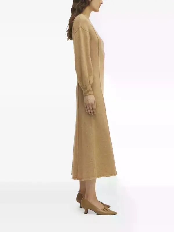 Rodebjer Tanner Merino Wool Seam Detail Midi Dress - Brown