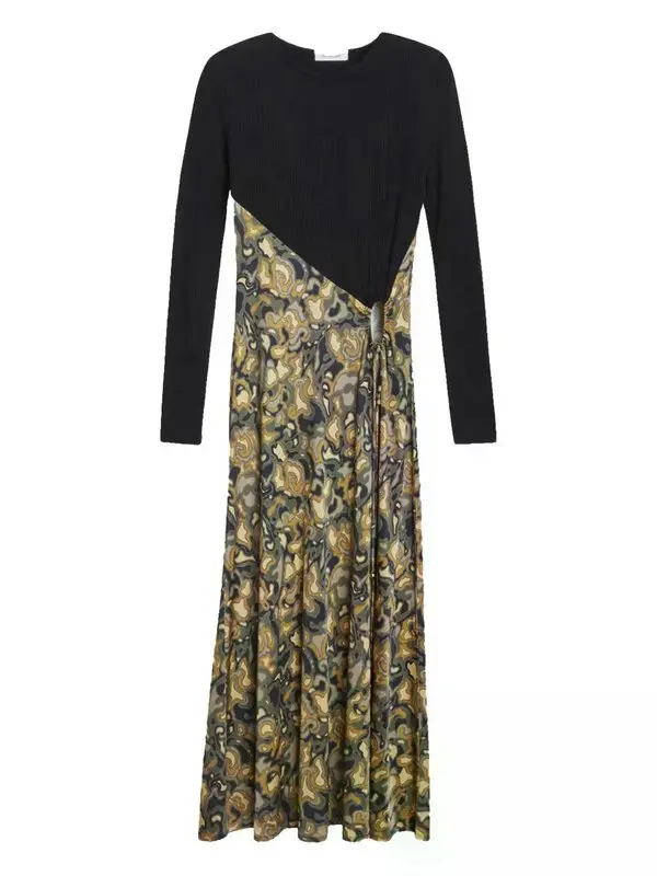 Rodebjer Ribbed Marbled Print Midi Dress