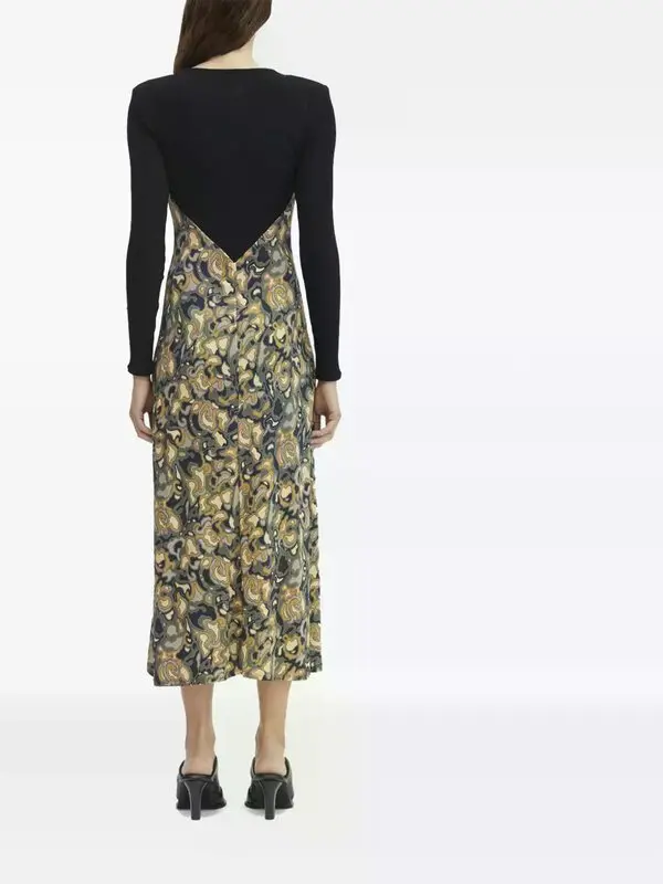 Rodebjer Ribbed Marbled Print Midi Dress