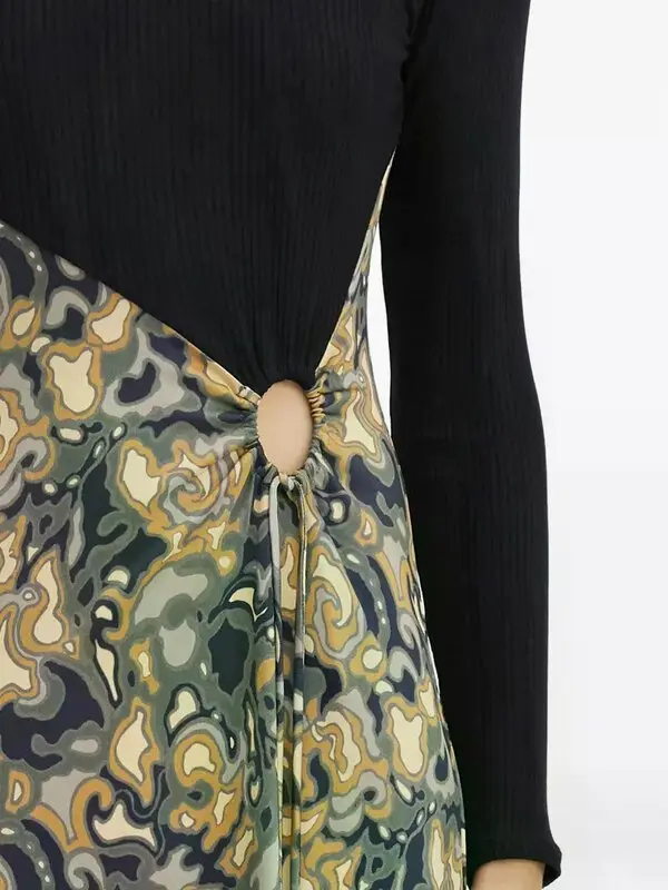 Rodebjer Ribbed Marbled Print Midi Dress