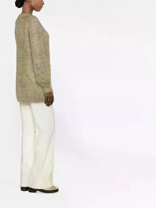 GANNI Brushed-effect Crew-neck Cardigan