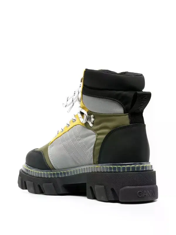 GANNI Cleated Lace-up Hiking Boots - Green