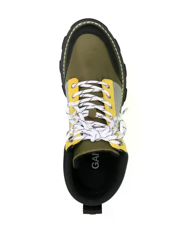 GANNI Cleated Lace-up Hiking Boots - Green