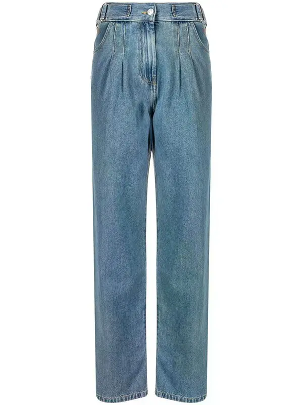 MSGM Pleat Detail Straight Leg Jeans