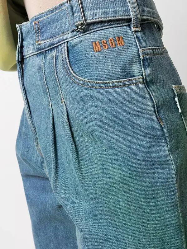 MSGM Pleat Detail Straight Leg Jeans
