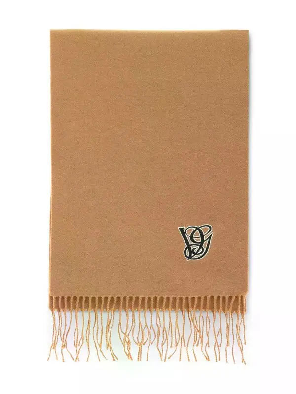 Valentino Garavani Logo-embroidered Fringed Scarf - Neutrals