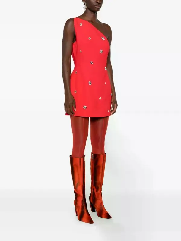 David Koma Embellished One-Shoulder Dress - Red