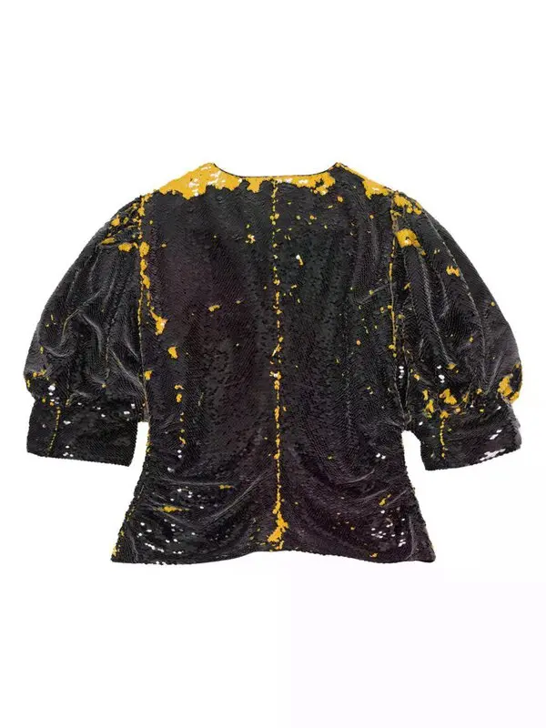 GANNI Sequinned Puff-sleeve Blouse