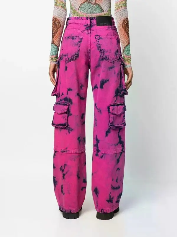 MSGM Two-tone Acid-wash Wide Leg Jeans