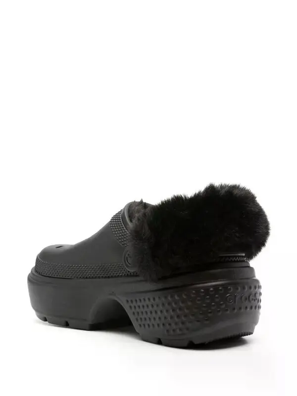 CROCS Faux-fur Platform Clogs - Black