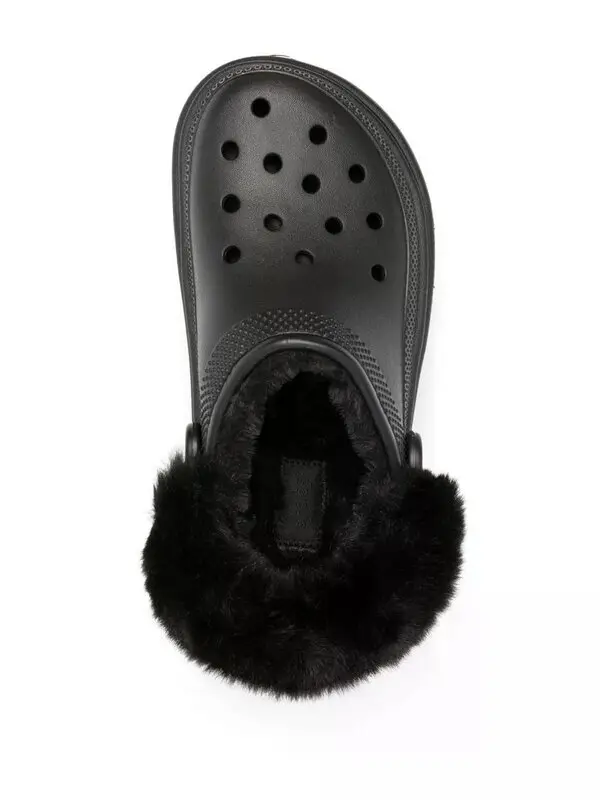 CROCS Faux-fur Platform Clogs - Black