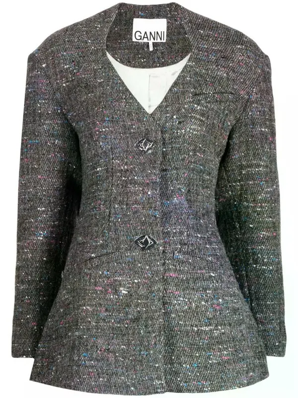 GANNI Fitted Wool-blend Blazer