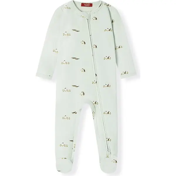 MILKBARN Stretch Fleece Zipper Footed Romper - Lil' Penguin