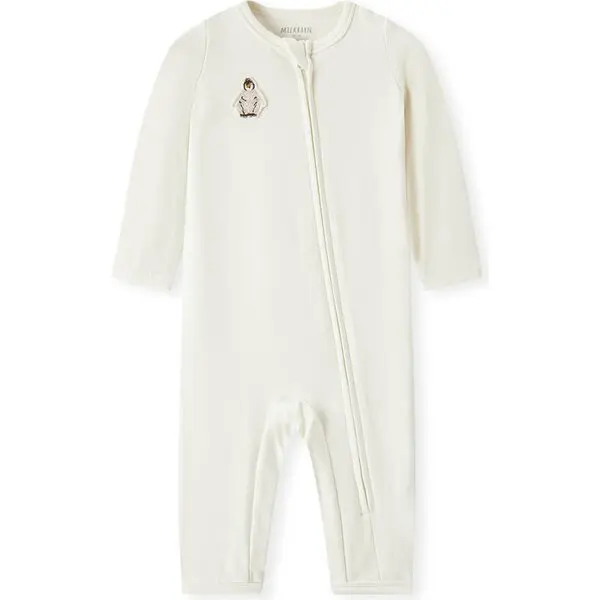 MILKBARN Brushed Zipper Pajama - White