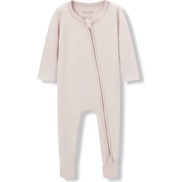 MILKBARN Luxe Solid Zipper Footed Romper - Sepia Rose