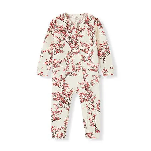 MILKBARN Cotton Stretch Zipper Pajama - Winterberry