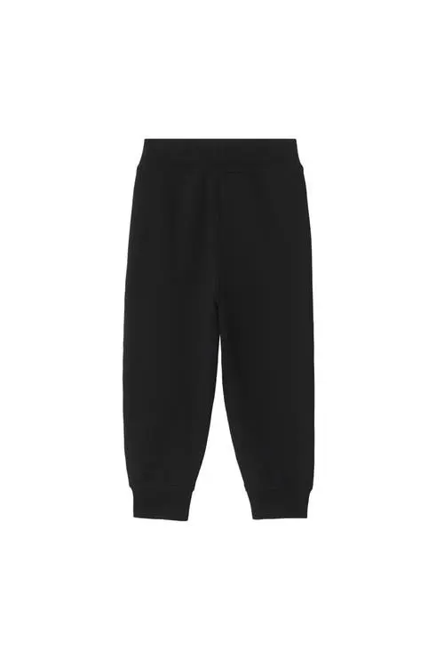 Burberry Check Trim Cotton Jogging Pants - Black