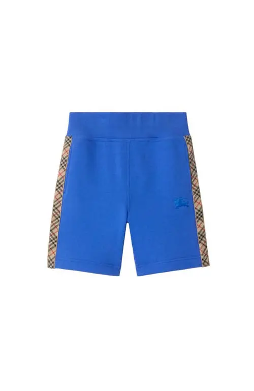 Burberry Check Trim Cotton Shorts - Hyacinth Blue