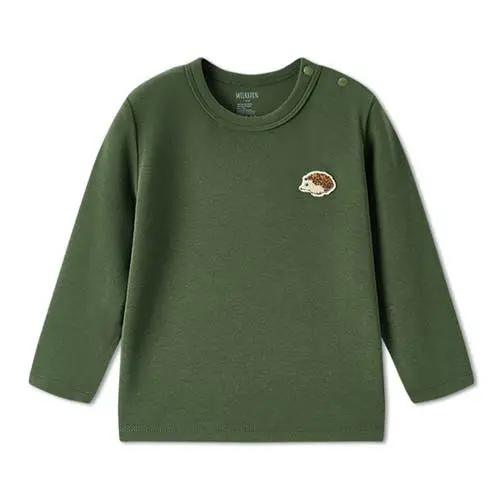 MILKBARN Brushed Long Sleeve T-shirt - Dark Green