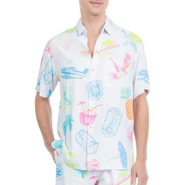 Kenny Flowers Margaritaville The Changes In Latitudeshort Sleeve Shirt - White