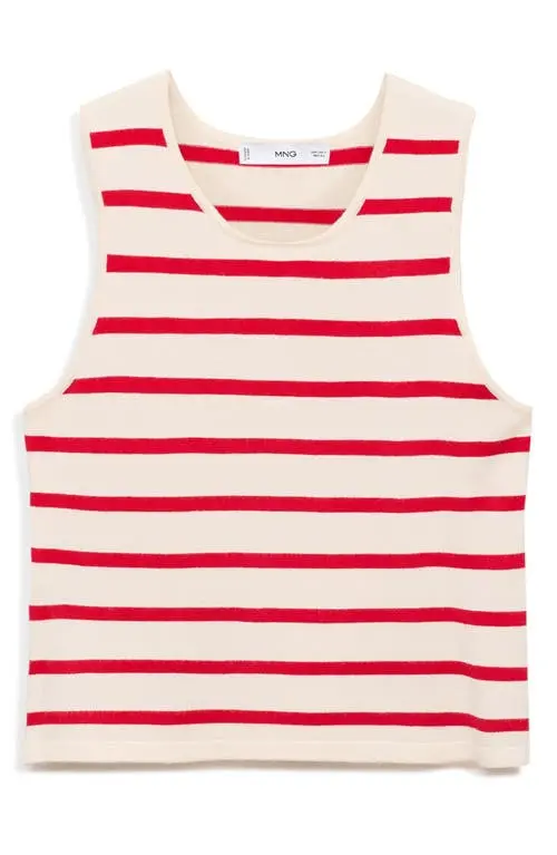 Mango Stripe Knit Crop Tank - Red