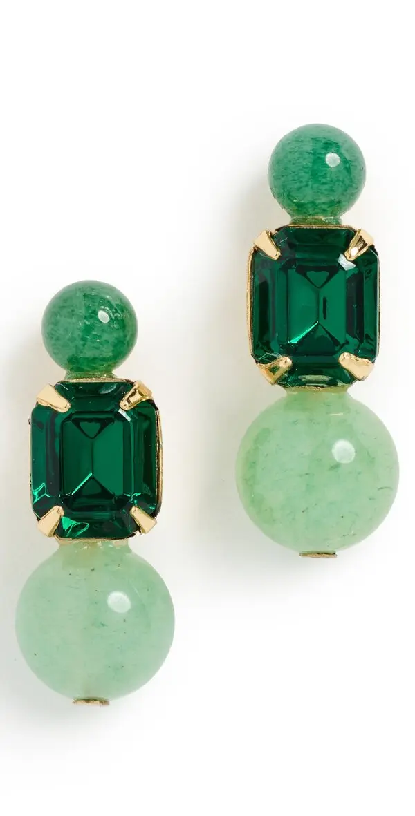 JENNIFER BEHR Sidonie Crystal Earrings - Aventurine