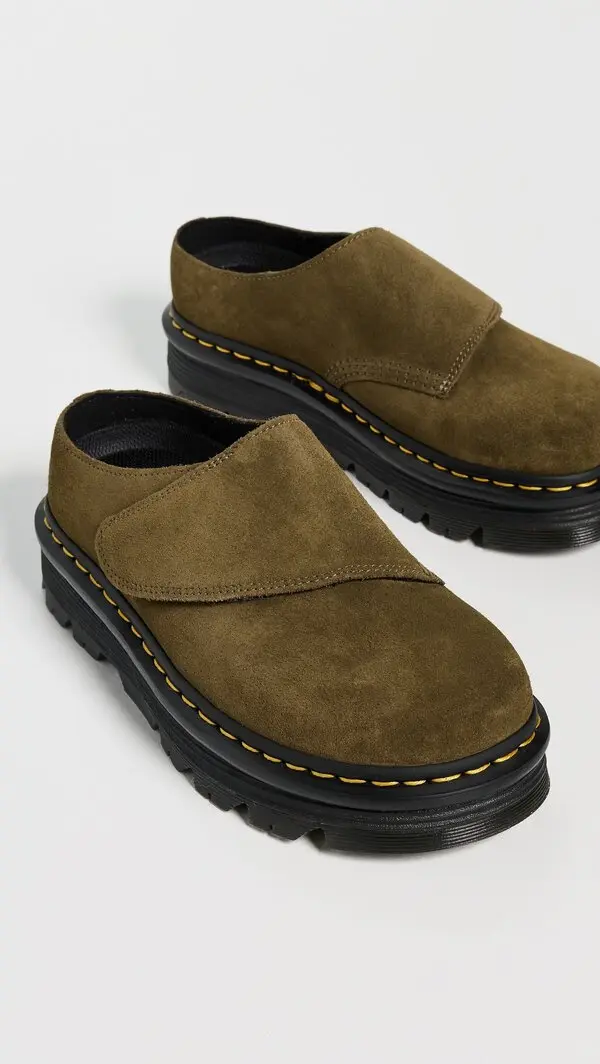 Dr. Martens Zebzag Anywair Clogs - Olive Bronx Suede