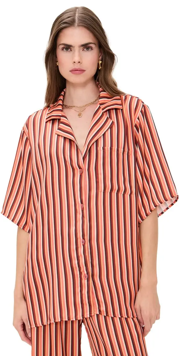 RESA Stripe Print Satin Blouse