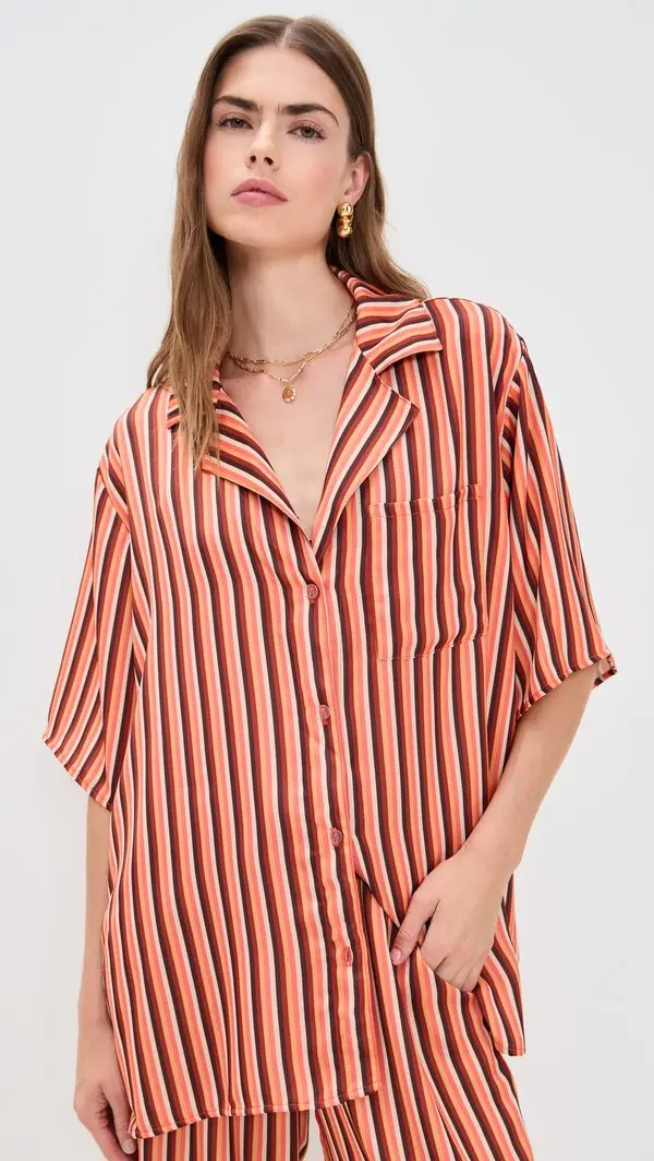 RESA Stripe Print Satin Blouse