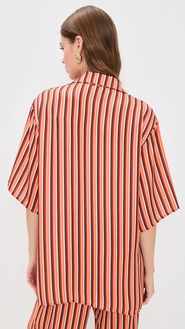 RESA Stripe Print Satin Blouse