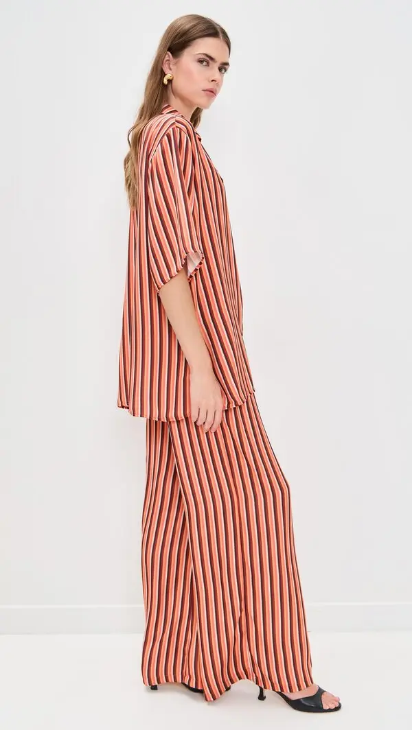 RESA Stripe Print Satin Blouse
