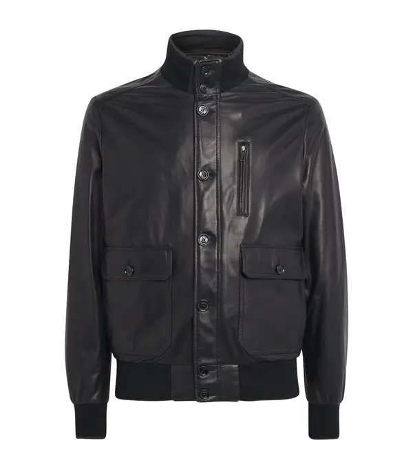MOORER Leather Bomber Jacket