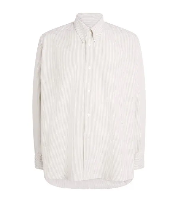 Studio Nicholson Cotton Stripe Oversized Ruskin Shirt - White