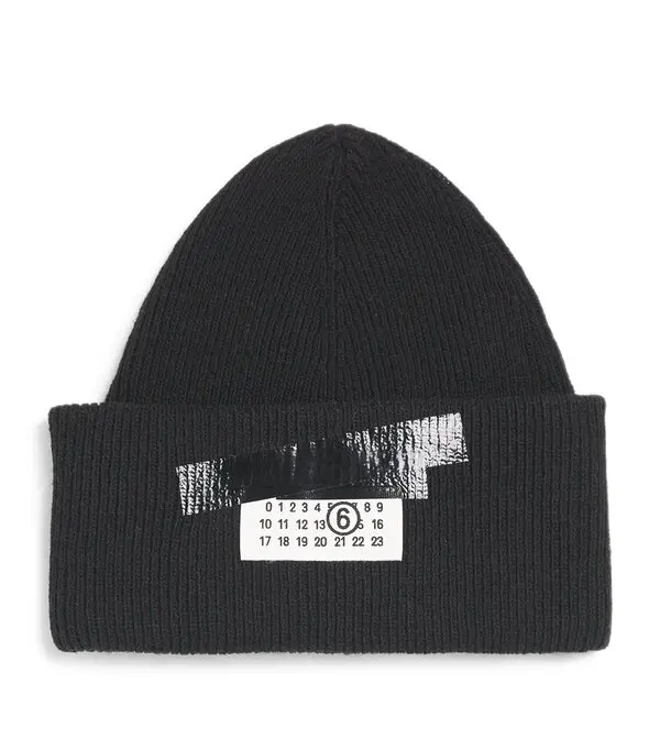 MAISON MARGIELA Wool-blend Beanie With Logo Patch - Black
