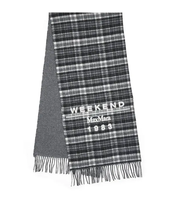Max Mara Wool-blend Check Stole Scarf - Grey