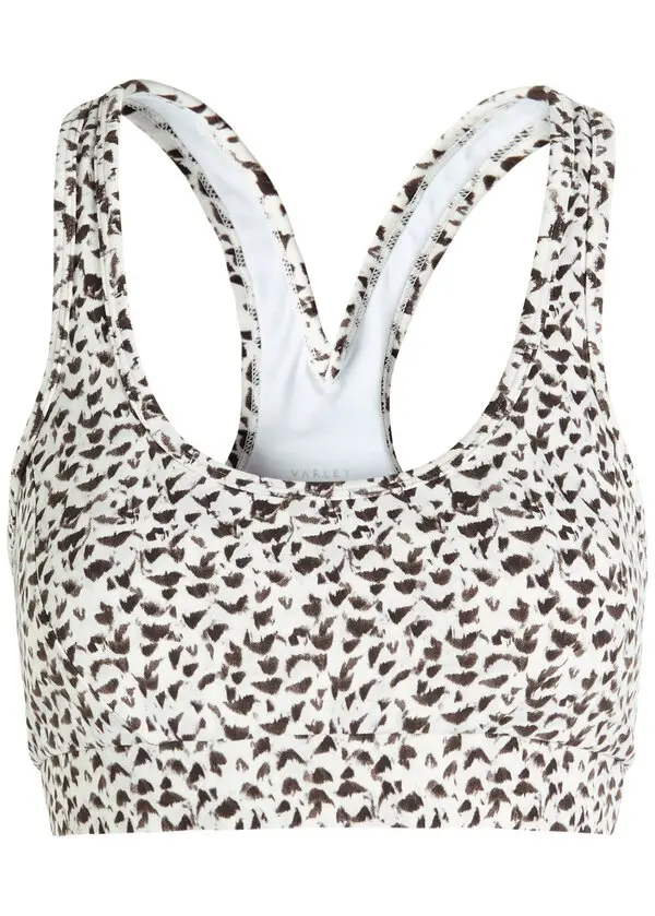 Varley Move Selma Printed Stretch-jersey Bra - White